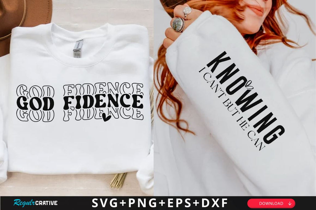 Godfidence Sleeve SVG Design, Christian Sleeve SVG, Faith SVG Design ...
