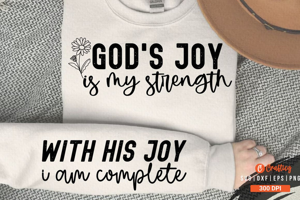 Gods joy is my strength Sleeve SVG esign - So Fontsy