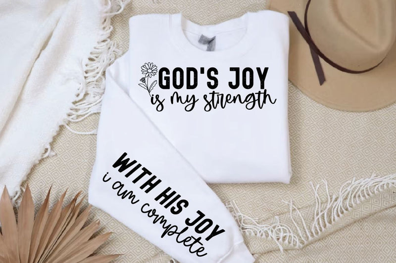 Gods joy is my strength Sleeve SVG esign - So Fontsy