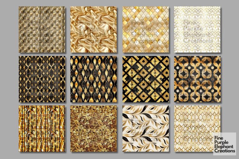 Gold Glam Digital Paper | Luxury Glitter Art Deco - So Fontsy