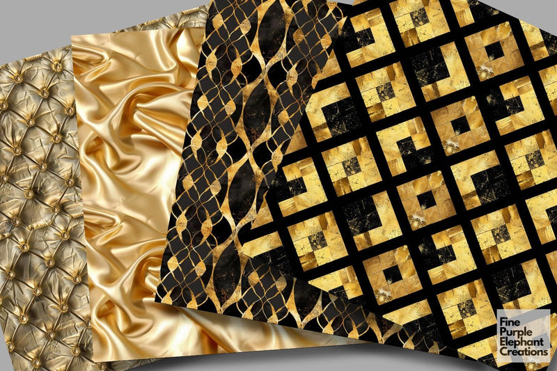 Gold Glam Digital Paper | Luxury Glitter Art Deco - So Fontsy