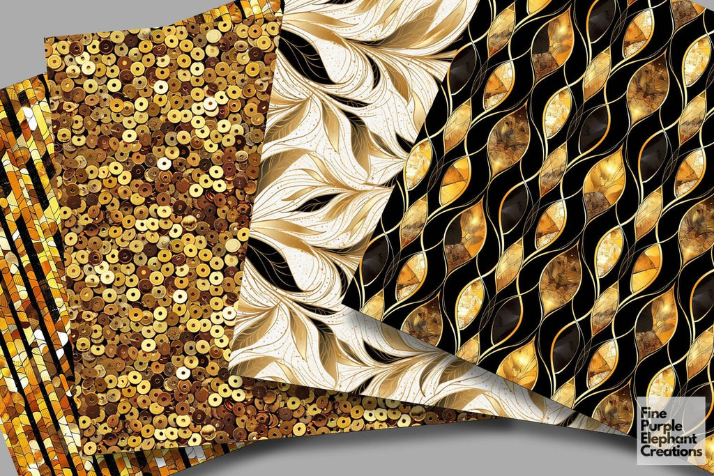 Gold Glam Digital Paper | Luxury Glitter Art Deco - So Fontsy