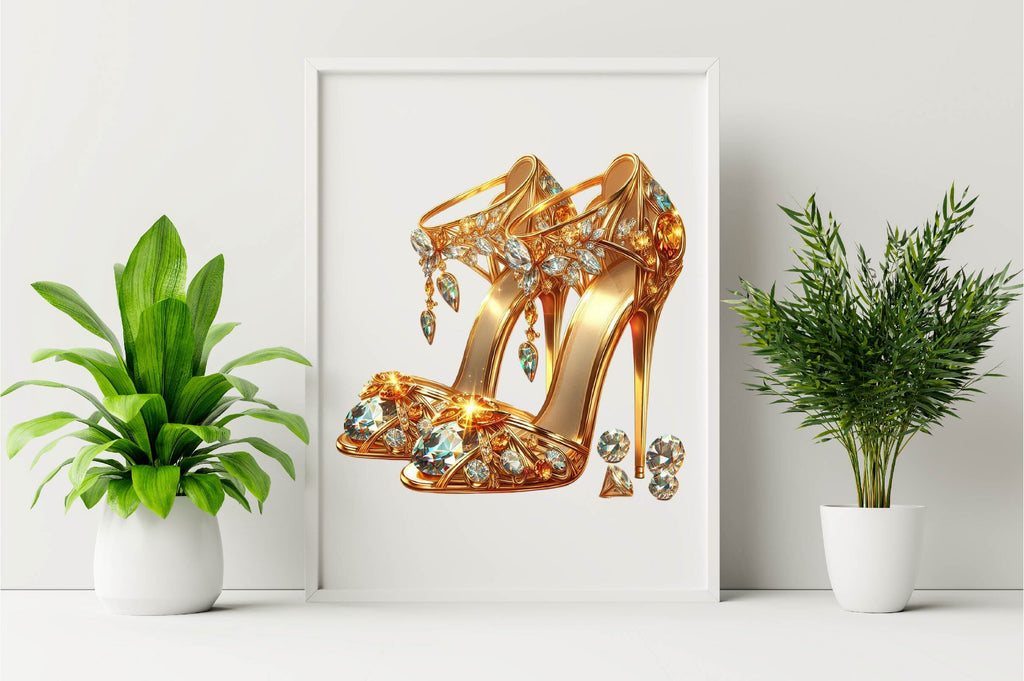 Gold Radiant Heels Clipart PNG Sublimation Clipart - So Fontsy