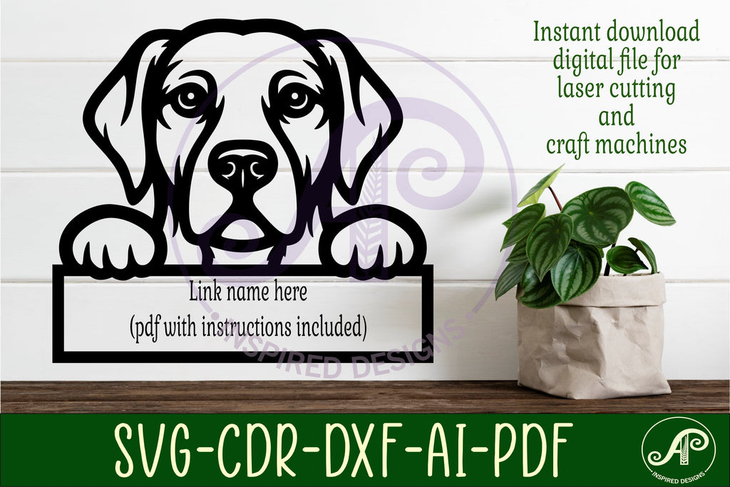 Golden Labrador dog name sign svg laser cut file - So Fontsy