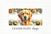 Golden Retriever Sunflower License Plate Sublimation Design - So Fontsy