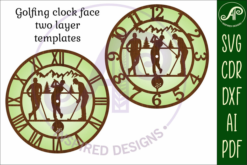 Golfing wall clock laser cut files, SVG - So Fontsy