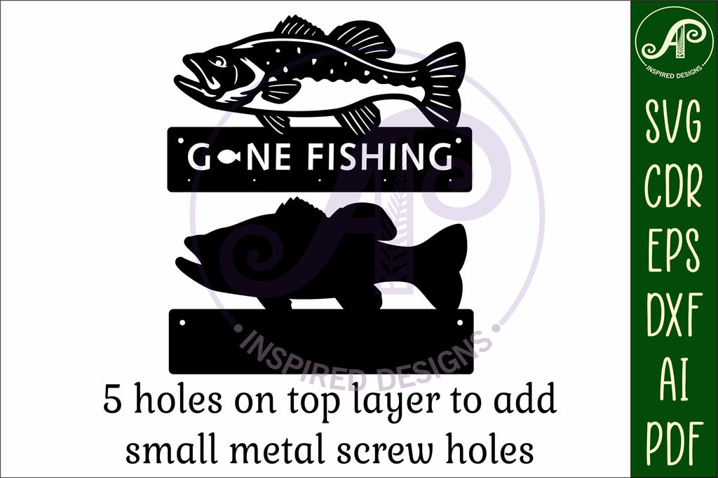 Gone fishing bass fish Key holder designs for wood and metal - So Fontsy