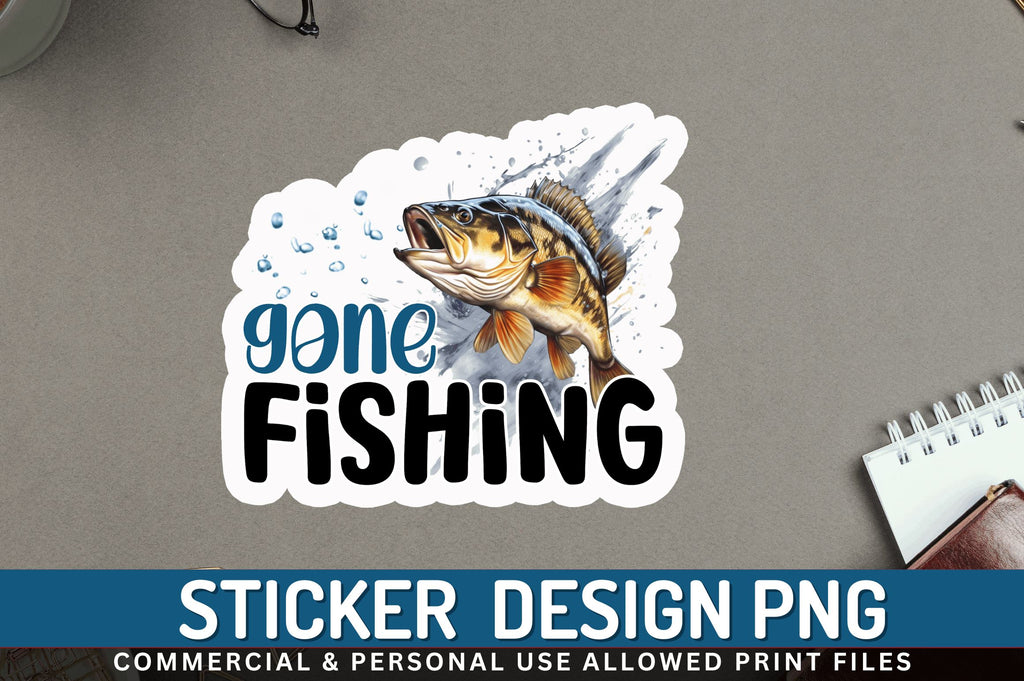 Gone fishing Sticker Design - So Fontsy
