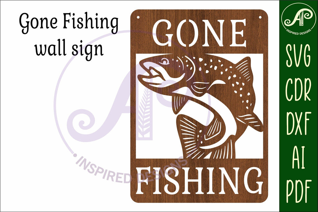 Gone fishing wall art sign, SVG file. vector file - So Fontsy