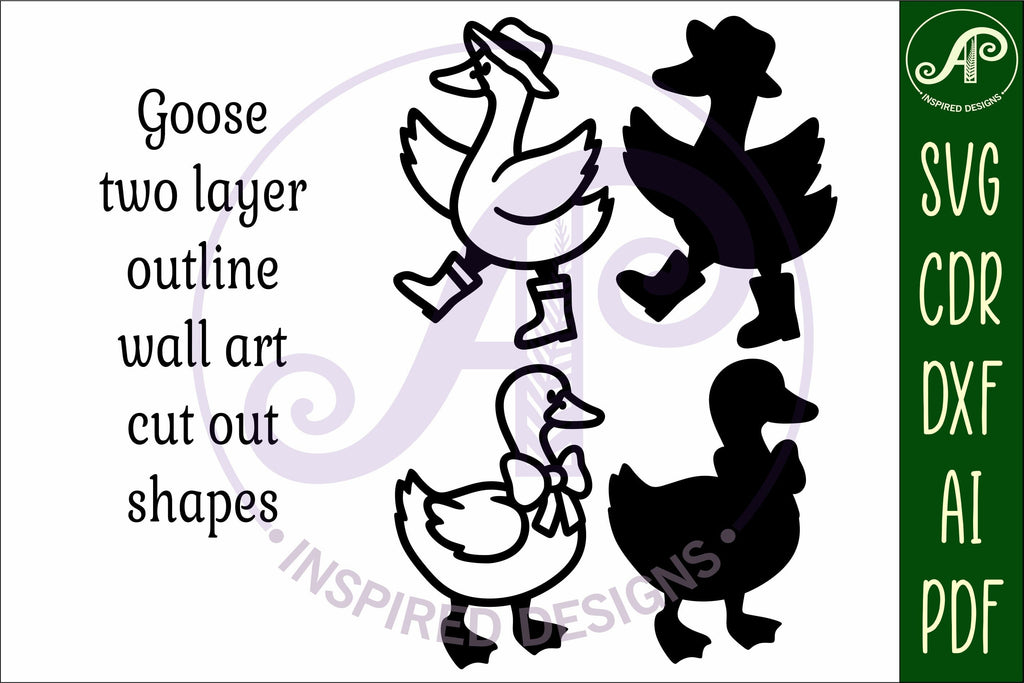 Goose outline shapes laser cut wall art - So Fontsy