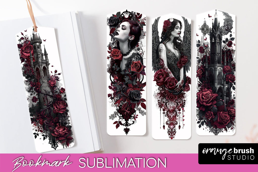 Gothic Bookmark PNG - Dark Academia Printable Bookmarks - So Fontsy