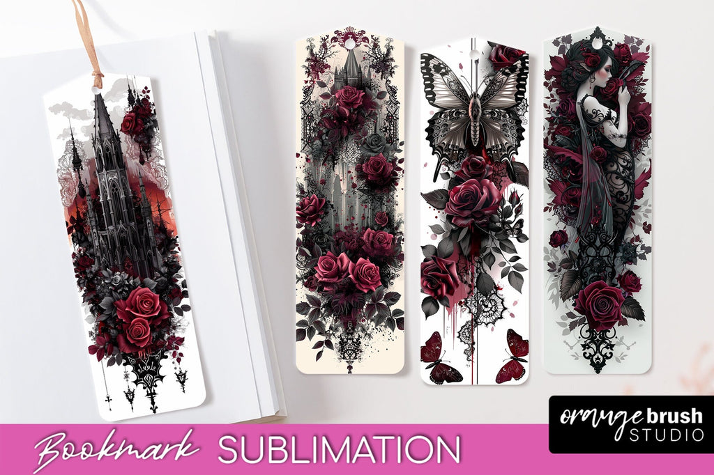 Gothic Bookmark PNG - Dark Academia Printable Bookmarks - So Fontsy