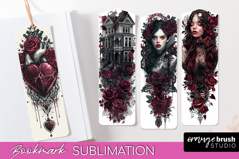 Gothic Bookmark PNG - Dark Academia Printable Bookmarks - So Fontsy
