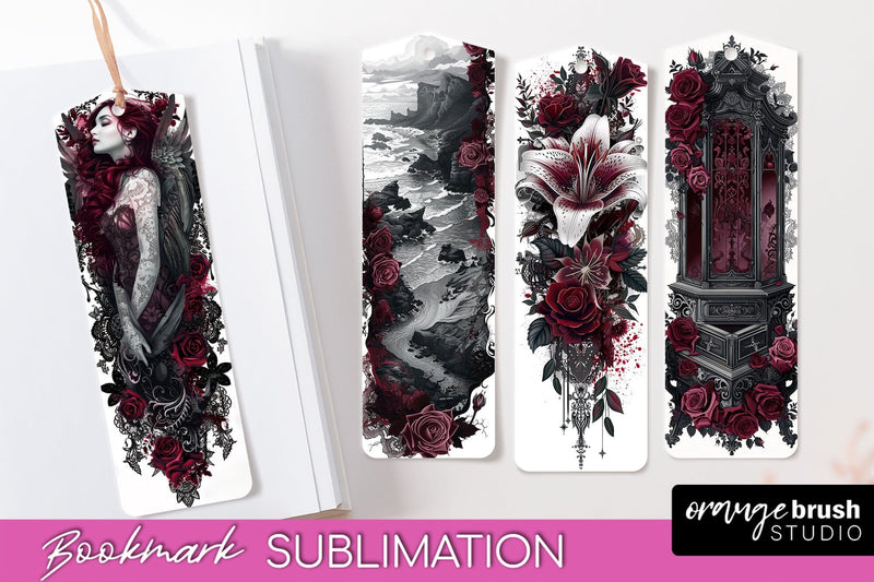 Gothic Bookmark PNG - Dark Academia Printable Bookmarks - So Fontsy