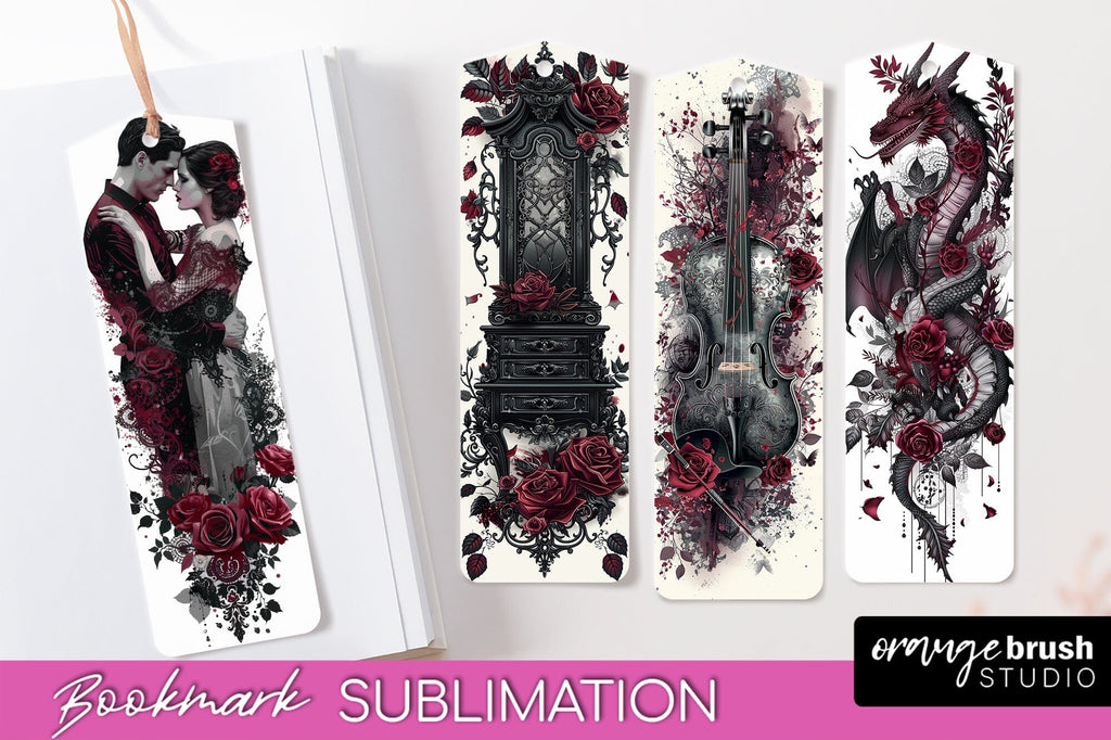 Gothic Bookmark PNG - Dark Academia Printable Bookmarks - So Fontsy