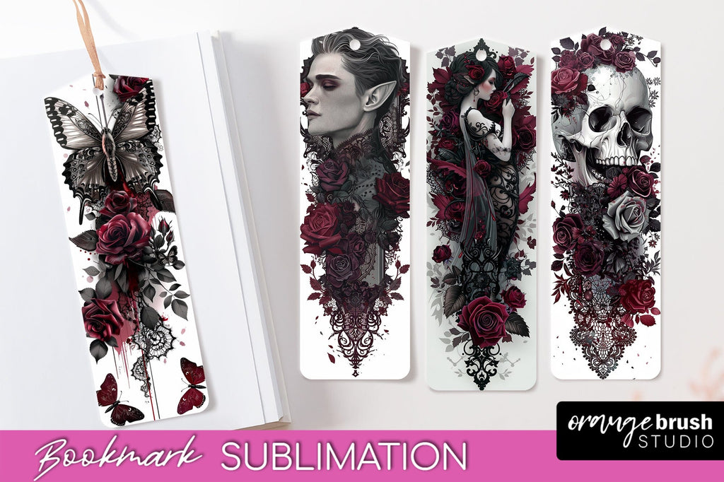 Gothic Bookmark PNG - Dark Academia Printable Bookmarks - So Fontsy