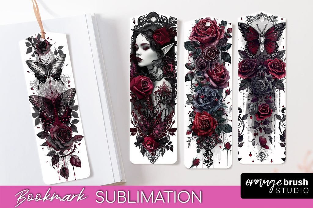 Gothic Bookmark PNG - Dark Academia Printable Bookmarks - So Fontsy