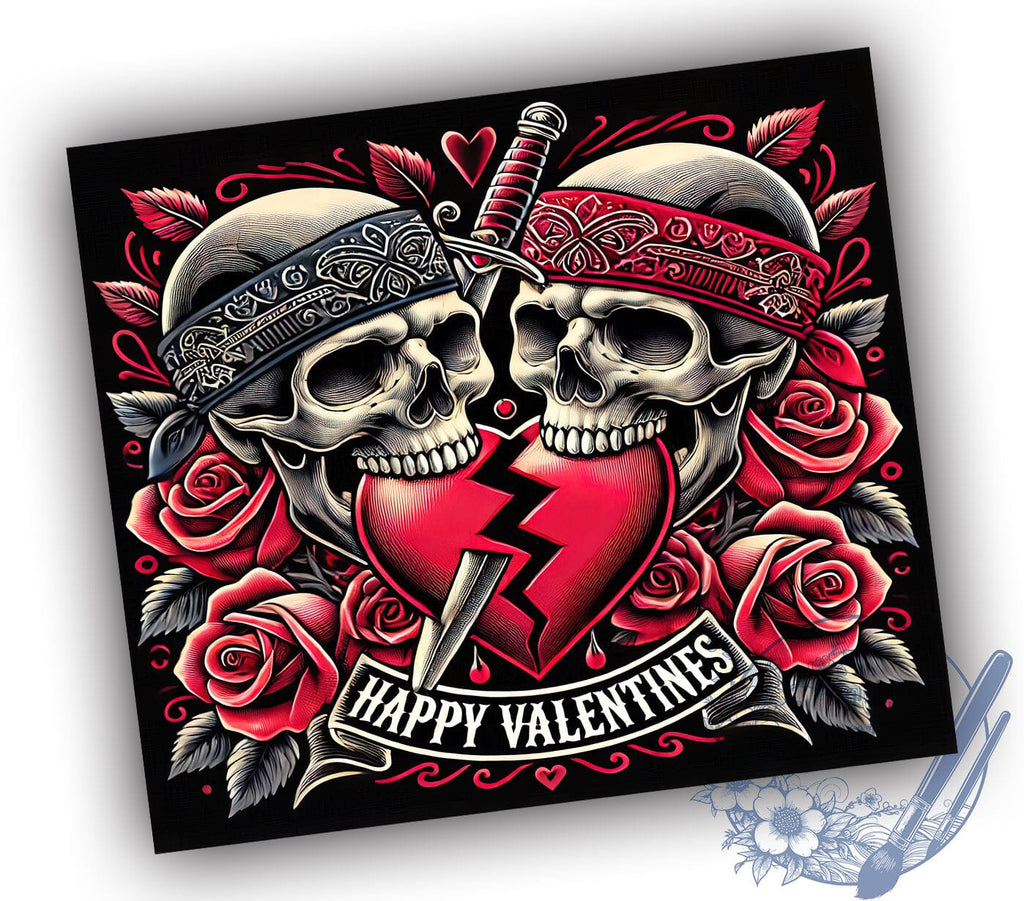 Gothic Dagger Heart Skull Valentine's Tumbler, Valentine's Day Tumbler ...