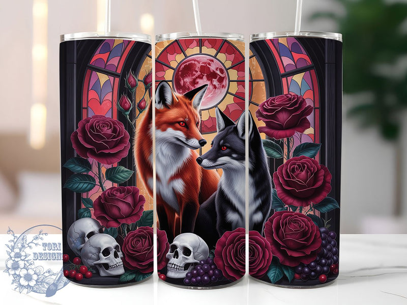 Gothic Dark Fantasy Fox Tumbler Wrap, Dark Fantasy Fox Wrap, 20Oz ...
