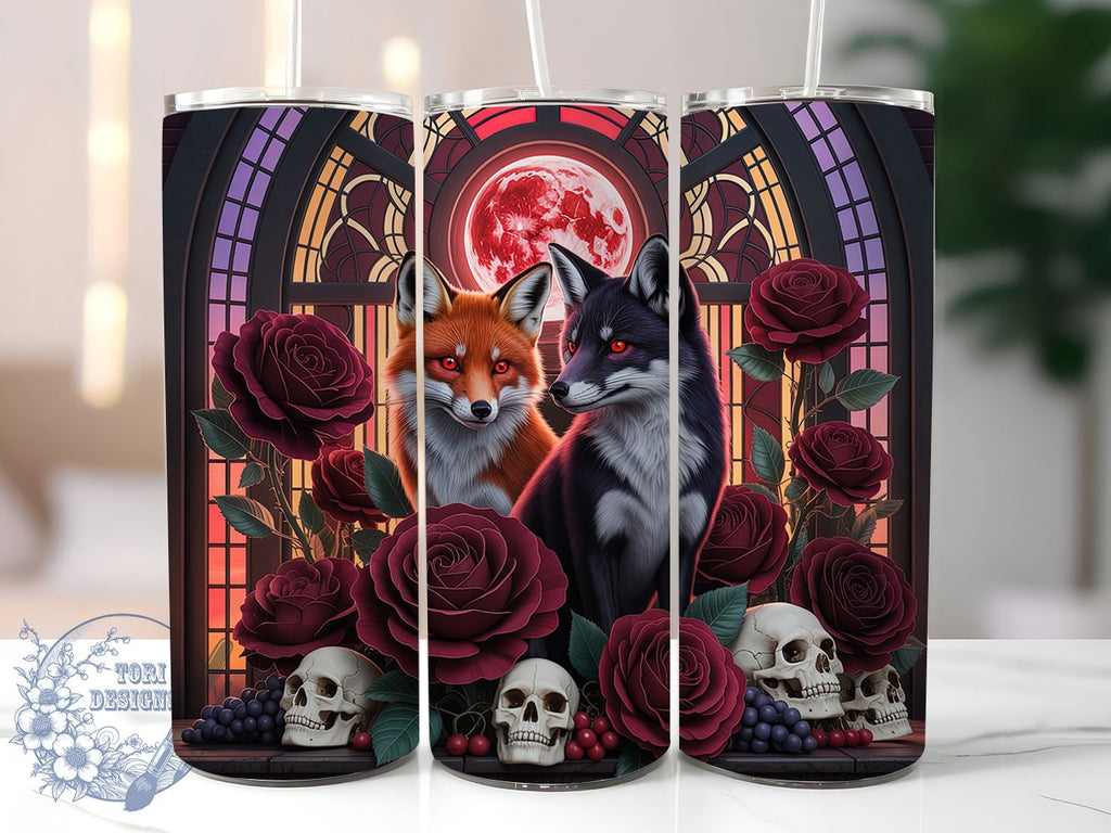 Gothic Dark Fantasy Fox Tumbler Wrap, Dark Fantasy Fox Wrap, 20Oz ...