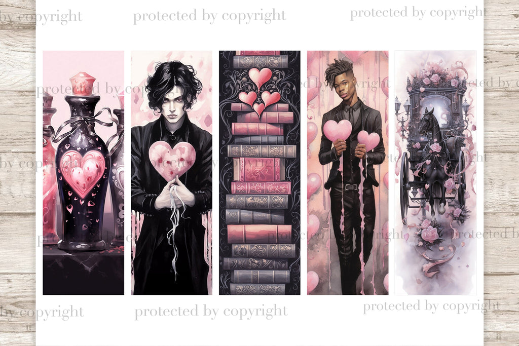 Gothic Love Bookmarks | Romantic Printable - So Fontsy