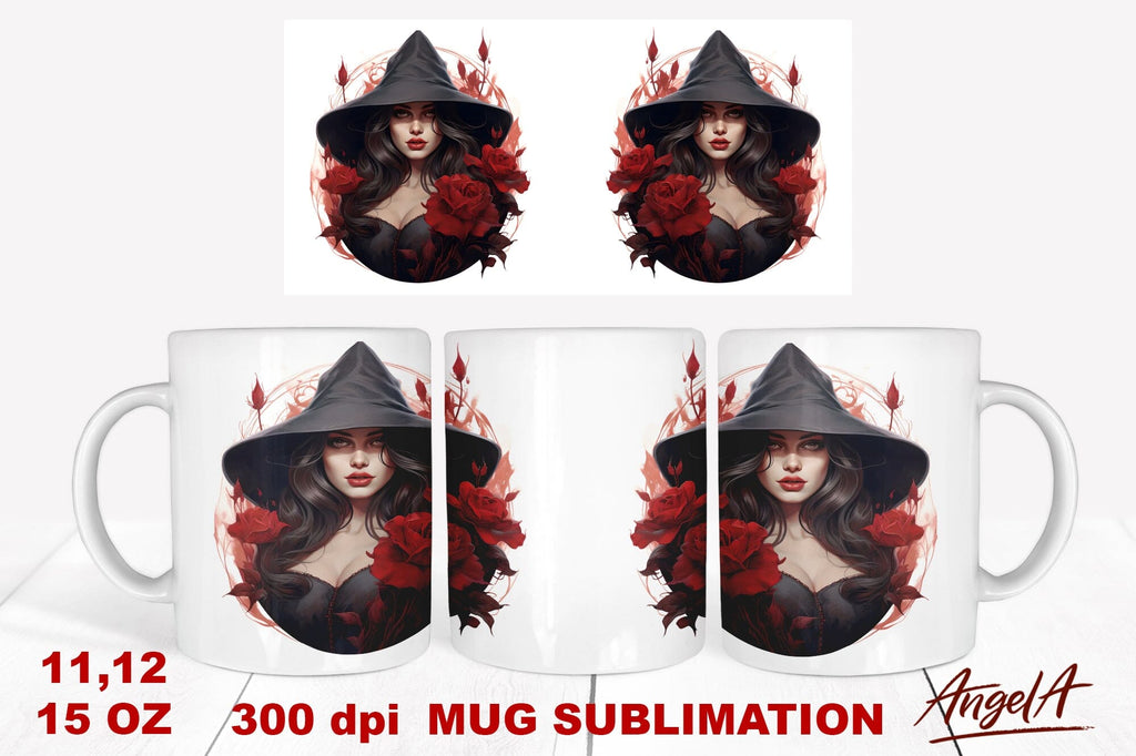 Gothic mug sublimation wrap / fashion girl, witchy woman - So Fontsy