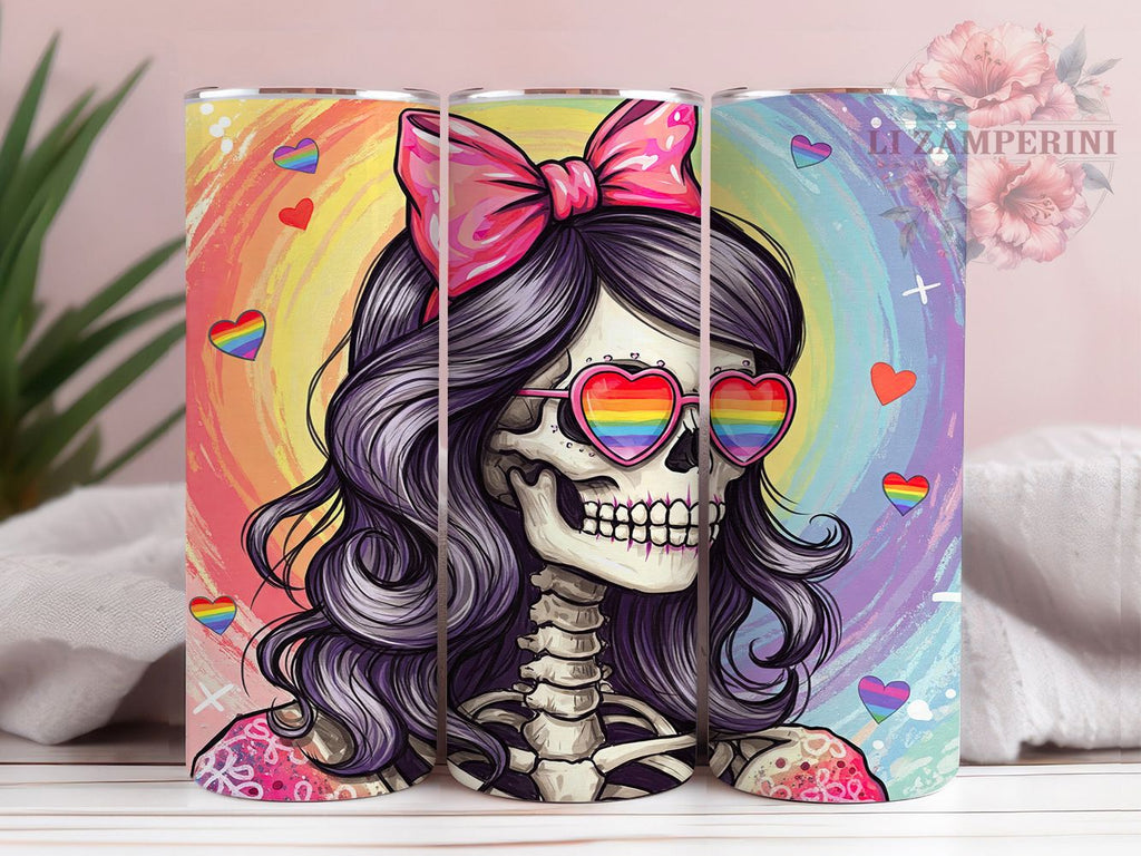 Gothic Rainbow Skull Pride Tumbler, LGBTQ+ Skull Wrap, Rainbow Skull ...