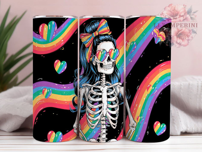 Gothic Rainbow Skull Pride Tumbler, LGBTQ+ Skull Wrap, Rainbow Skull ...