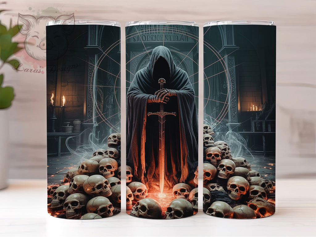 Gothic Skeleton Fire Sword Tumbler, Fire Sword Wrap, 20oz Tumbler ...