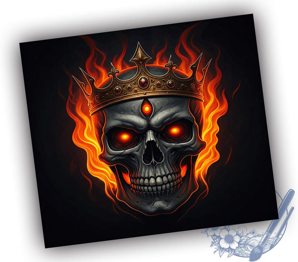 Gothic Vampire Skull Fire 20oz Tumbler Wrap, Fire Design Cup, 20oz ...