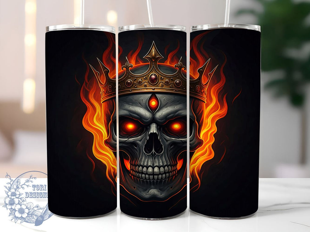 Gothic Vampire Skull Fire 20oz Tumbler Wrap, Fire Design Cup, 20oz ...