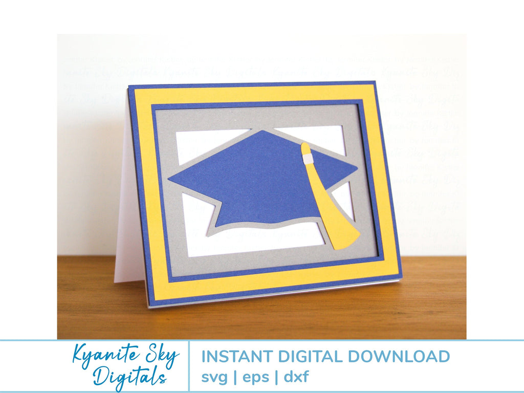 Grad Cap Tassel Card SVG shadowbox tunnel 3-D graduation card - So Fontsy