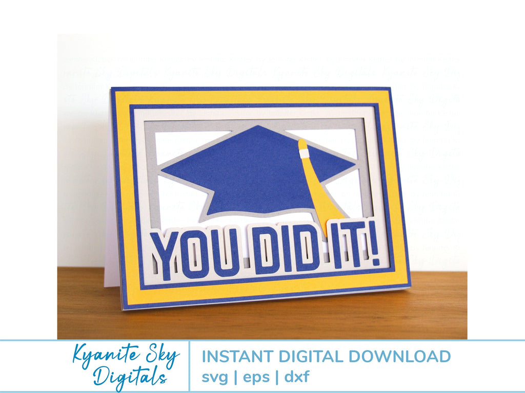 Grad Card You Did It! SVG shadowbox tunnel 3-D graduation card - So Fontsy