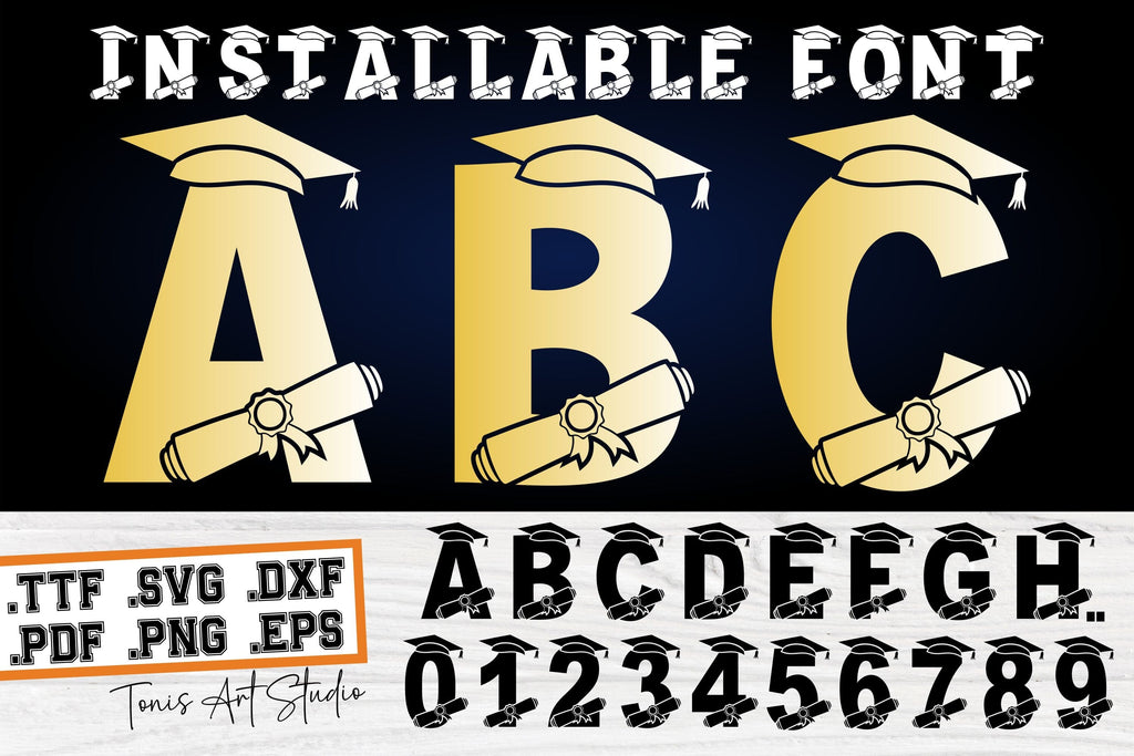 Graduate Font | Graduation Font | Monogram Alphabet SVG TTF - So Fontsy