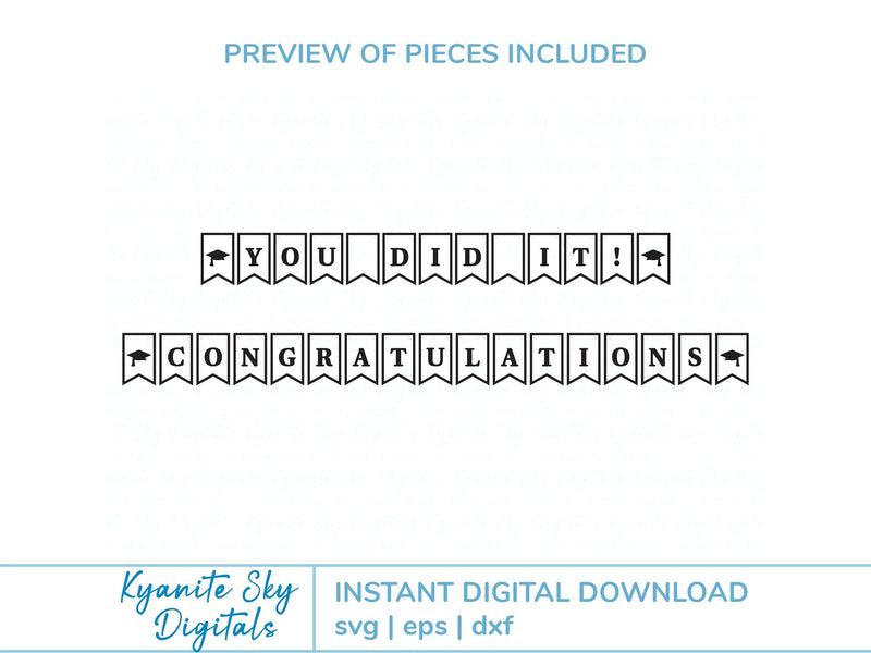 Graduation Banner Bunting Garland SVGs - So Fontsy