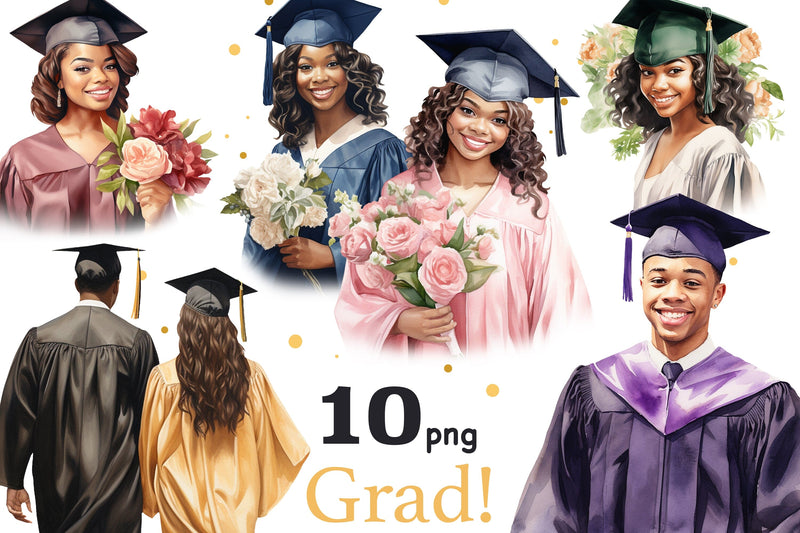 Graduation Black Girl Clipart | Graduate Clipart PNG - So Fontsy
