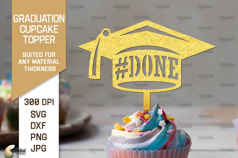 Graduation Cake Toppers SVG. Cupcake Toppers Laser Cut - So Fontsy