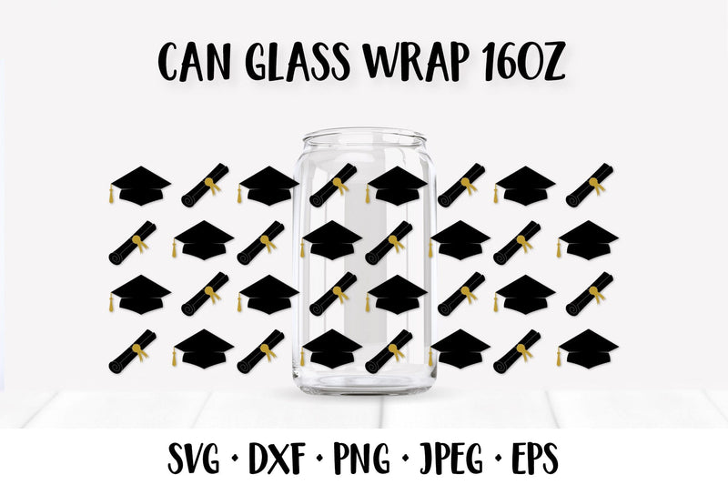 Graduation Can Glass Wrap SVG. Graduate Glass Can Design - So Fontsy