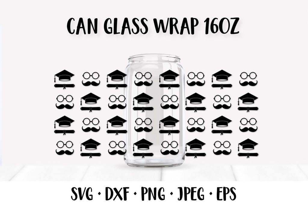 Graduation Can Glass Wrap SVG. Graduate Glass Can Design - So Fontsy