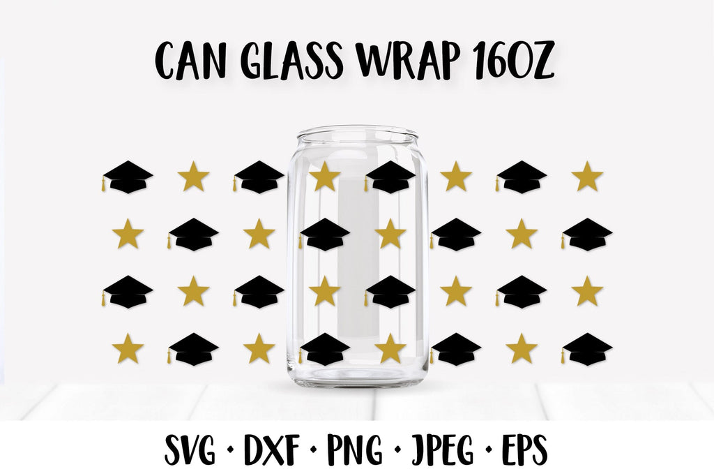 Graduation Can Glass Wrap SVG. Graduate Glass Can Design - So Fontsy
