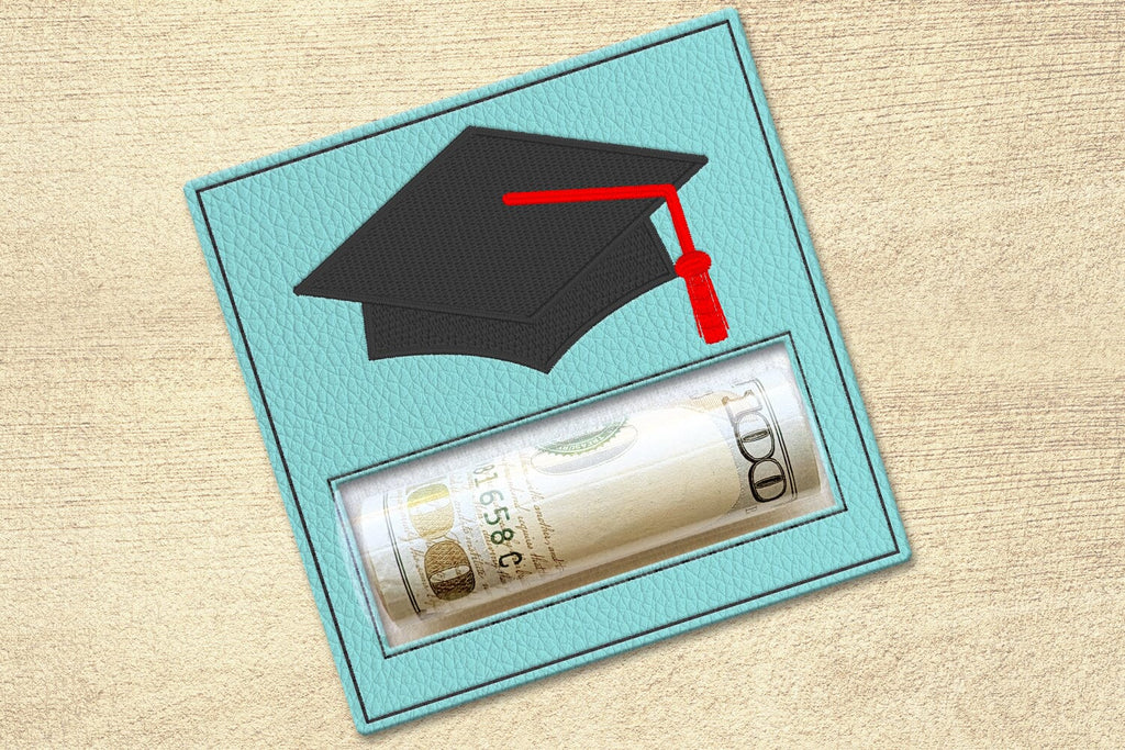 Graduation Cap Money Roll Holder ITH Applique Embroidery - So Fontsy