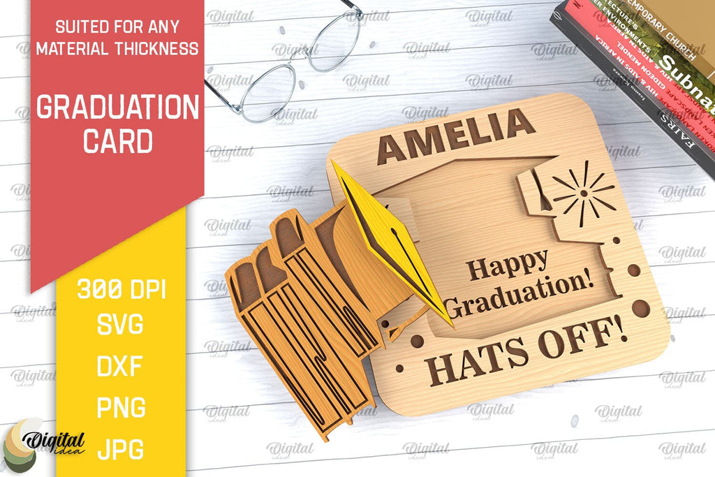 Graduation Card SVG. Graduation Greeting Card Laser Cut - So Fontsy