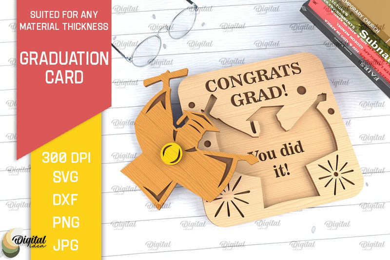 Graduation Card SVG. Graduation Greeting Card Laser Cut - So Fontsy