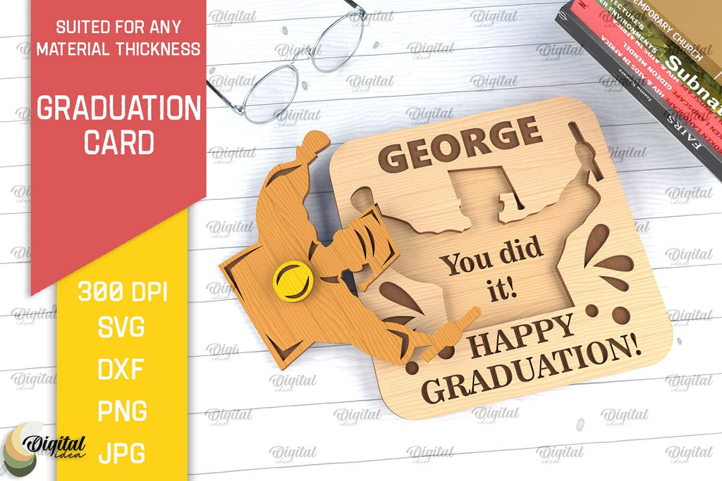 Graduation Card SVG. Graduation Greeting Card Laser Cut - So Fontsy