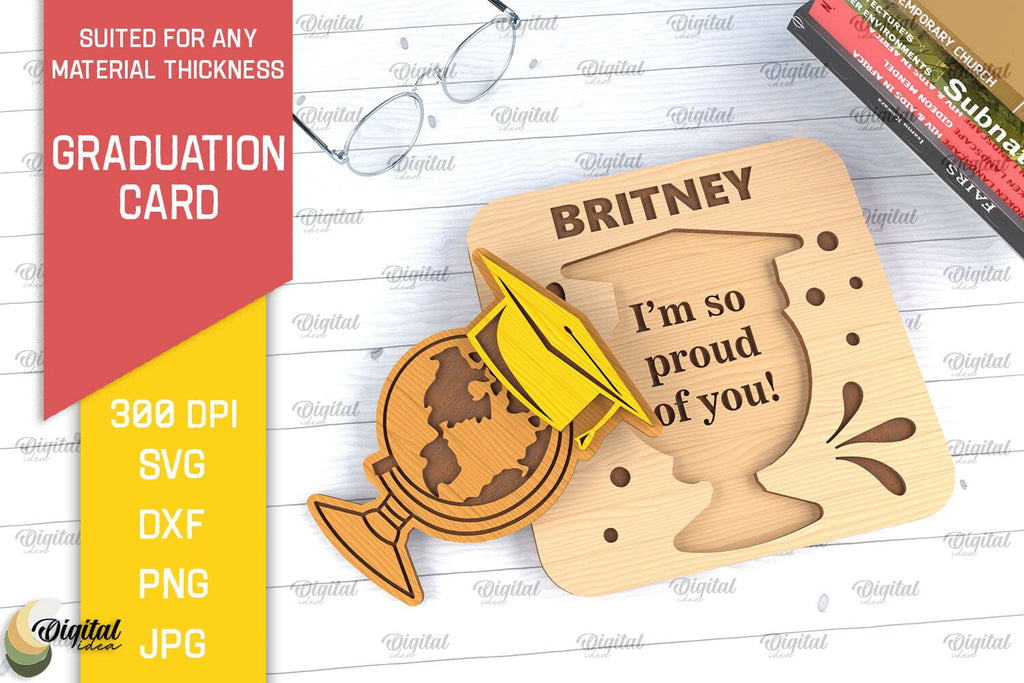 Graduation Card SVG. Graduation Greeting Card Laser Cut - So Fontsy