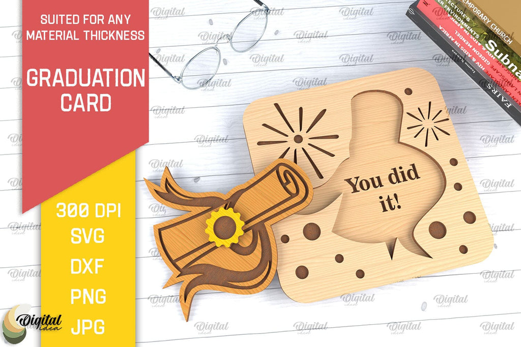 Graduation Card SVG. Graduation Greeting Card Laser Cut - So Fontsy