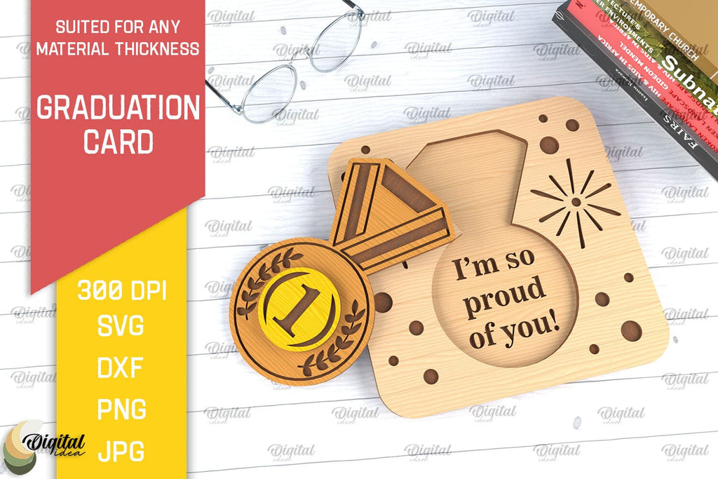 Graduation Card SVG. Graduation Greeting Card Laser Cut - So Fontsy