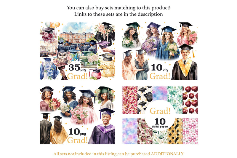 Graduation Clipart Bundle | High School Clipart Set - So Fontsy