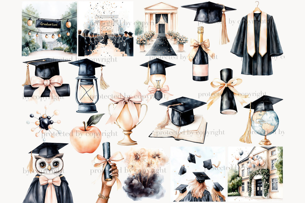 Graduation Clipart PNG | Graduate Scene and Diploma - So Fontsy