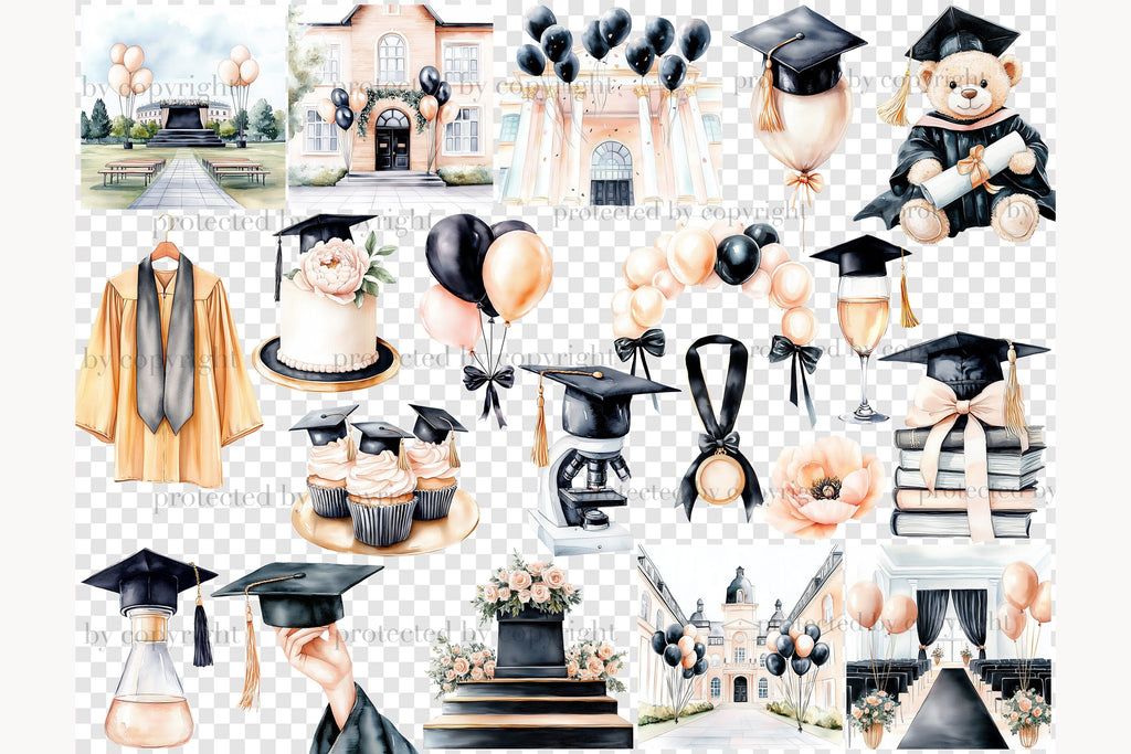 Graduation Clipart PNG | Graduate Scene and Diploma - So Fontsy